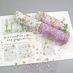 Yuanchuan Golden Star Glitter Tulle Rolls 6 inch x 10 Yards (30 feet) Tulle Rolls Spool Fabric Tutu for DIY Skirts Wedding Gift Wrap Sewing Crafting Bow Bridal Decorations Birthday Party (Purple)