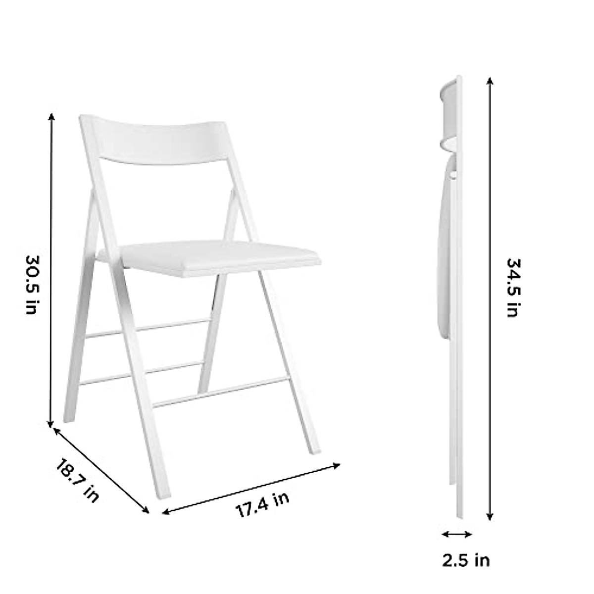 CoscoProducts COSCO Modern Slim Line Vinyl Padded Folding Chair, White