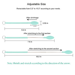 Suntchen Mini Silicone Spatula Set Stretchable Makeup Spatulas Small Scooper and Spoon 2-in-1Tiny Spatula for Kitchen Bottle Beauty Jar, Adjustable Size and Reusable, 3Pcs