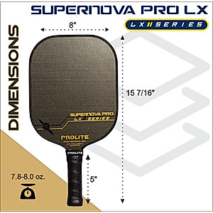 PROLITE LX Series Pickleball Paddles | Hyperweave Carbon Fiber Pickleball Paddle | 14mm Poly Core | Pickleball Rackets Made in The USA Since 1984 (Supernova Pro LX, Silver Fibers)