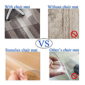 Office Chair Mat for Hardwood Floor by SOMOLUX Computer Desk Swivel Chair PVC Plastic Mat Clear Oversized and Rolling Delivery, Protect Hard Flooring in Home and Office 48 x 36 x 1/16 inches Rectangle