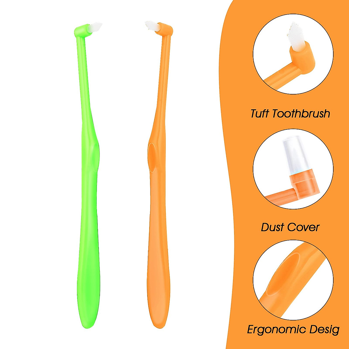 Ouligay 2Pcs Tufted Toothbrush Trim Toothbrush End-Tuft Tapered Toothbrush Single Compact Interdental Interspace Brush Orthodontic Soft Trim Toothbrush for Detail Cleaning