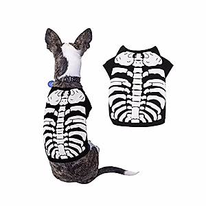 Halloween Skeleton Costumes for Pets Dogs Cats Funny Pets Kitten Puppies Dress Up Apparel Clothes (Skeleton,L)