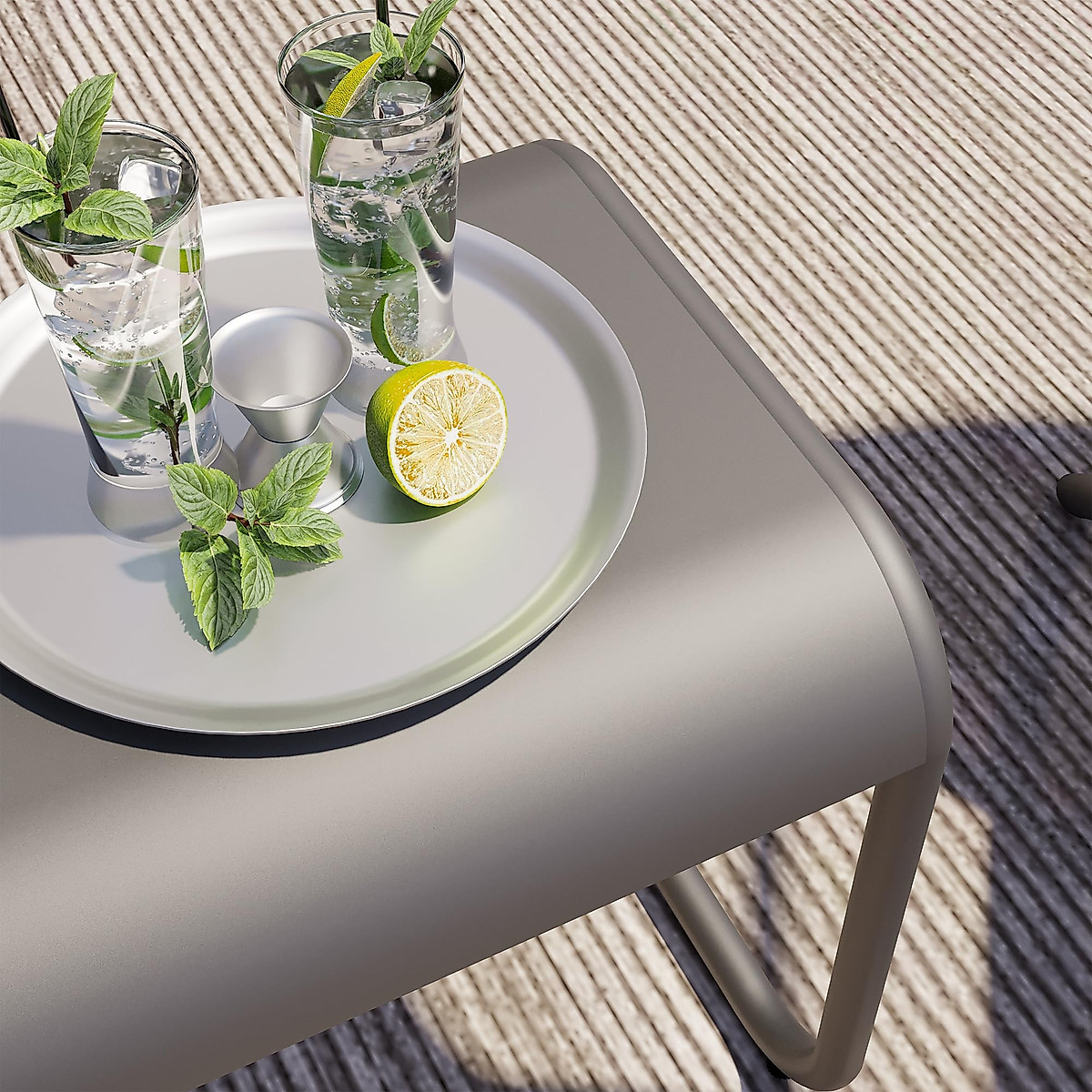 3-Piece Patio Bistro Set, Aluminum Outdoor All-Weather Furniture for Porch, Balcony Wide Ergonomic Chairs, Aluminum Side Table