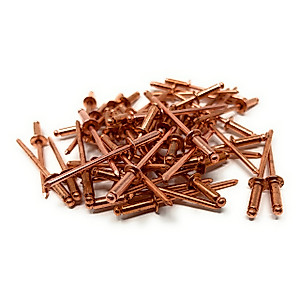 Metal Magery 100 Copper Pop Rivets 1/8 Diameter Copper Mandrel Blind Rivets Dome Head 4-4 (1/8"Diameter x 1/4" Grip Range) Qty 100