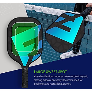 Sporty Blue Graphite Pickleball Paddle | USAPA Approved | for Beginners to Pro | Textured for Max Control & Spin | Graphite Pickleball Racket w/Honeycomb Polymer Core (Sporty Blue)