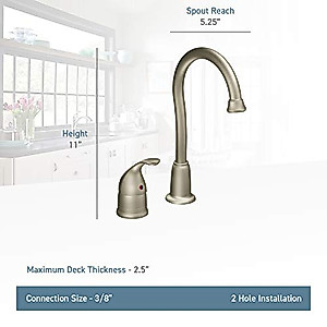 Moen 4905SRS Camerist One-Handle High Arc Bar Faucet, Spot Resist Stainless, 0.375