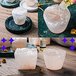 Nature Crystal Passive Diffuser Stone Essential Oil Diffuser Hand Carved Selenite Stone Diffuser Non Electric Oil Diffuser - Perfect for Meditation Reflection Bedroom Decoration (1, Cylindrical)