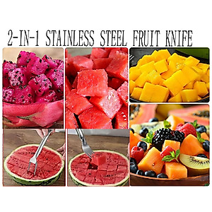 2024 New Watermelon Fork Slicer Cutter Slicer Tool, 2-in-1 Stainless Steel Fruit Cutter, Dual Head Watermelon Slicer Knife(2Pcs)