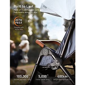 Lightweight Baby Stroller, Besrey Self Folding Travel Stroller Baby Carriage with One-Hand Gravity Fold, Waterproof Canopy, Toddler Compact Stroller with Cup Holder Shock-Absorbing Wheel, up to 50lbs