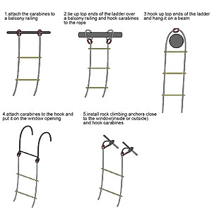Safety Ladder 3-20M Rope Ladder - Flame Resistant Fire Escape Ladder - Emergency Climbing Ladder with Nylon Safety Rope - 420 Kg Weight Capacity