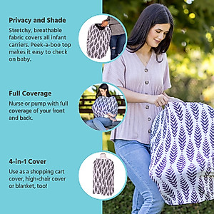 J.L. Childress 4-in-1 Multi-Use Cover - Stretchy Car Seat Canopy and Privacy Cover, Breastfeeding Nursing Cover, Feathers