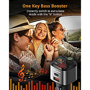 UNBREAKcable Bluetooth FM Transmitter for Car, Support QC3.0, 20W Wireless Bluetooth Radio Car Adapter Receiver MP3 Audio Music Player FM Transmitters, Type C PD20W Handsfree Call Car Charger