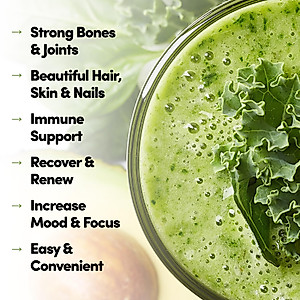 COUNTRY FARMS Collagen Peptides Powder with Greens Dietary Powder Supplement (Type I, III) for Skin Hair Nail and Joints, Dairy/Gluten/Sugar Free, Energizing Superfoods, 21.2 Oz, 60 Servings