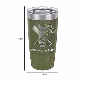 LaserGram 20oz Vacuum Insulated Tumbler Mug, Barber Shop Pole, Personalized Engraving Included (Camo Green)