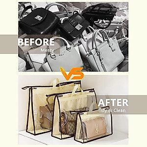 CINPIUK 4 Pack Handbag Dust Bags Clear Purse Storage Organizer for Closet, Zipper Hanging Storage Bag for Handbags