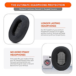 WC SweatZ XM5 - Patented Protective Headphone Ear Covers for Sony WH1000XM5 by WC | Only Compatible with Sony XM5 Over Ear Headphones | Sweatproof & Easily Washable | Black