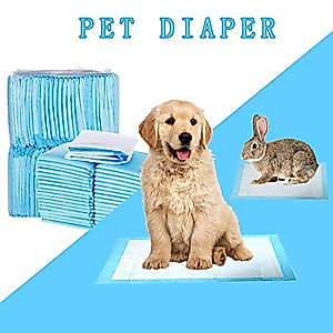PINVNBY Disposable Rabbit Pee Pads,Puppy Toilet/Potty Training Pads, Super Absorbent Cats Cage Liners for Rabbits Chinchillas Guinea Pigs Hamsters Cat Small Animals(50 PCS Blue)