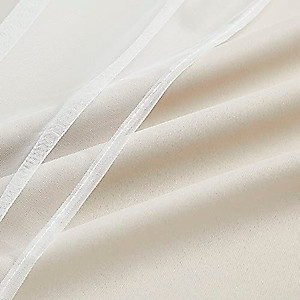 Bujasso Beige 90% Blackout Curtains with Sheer Overlay Mix and Match Double Layer Thermal Insulated Window Panels 84 inch for Living Room Bedroom Beige Drapes with Tiebacks Grommet Top 37" Wx84 Lx2