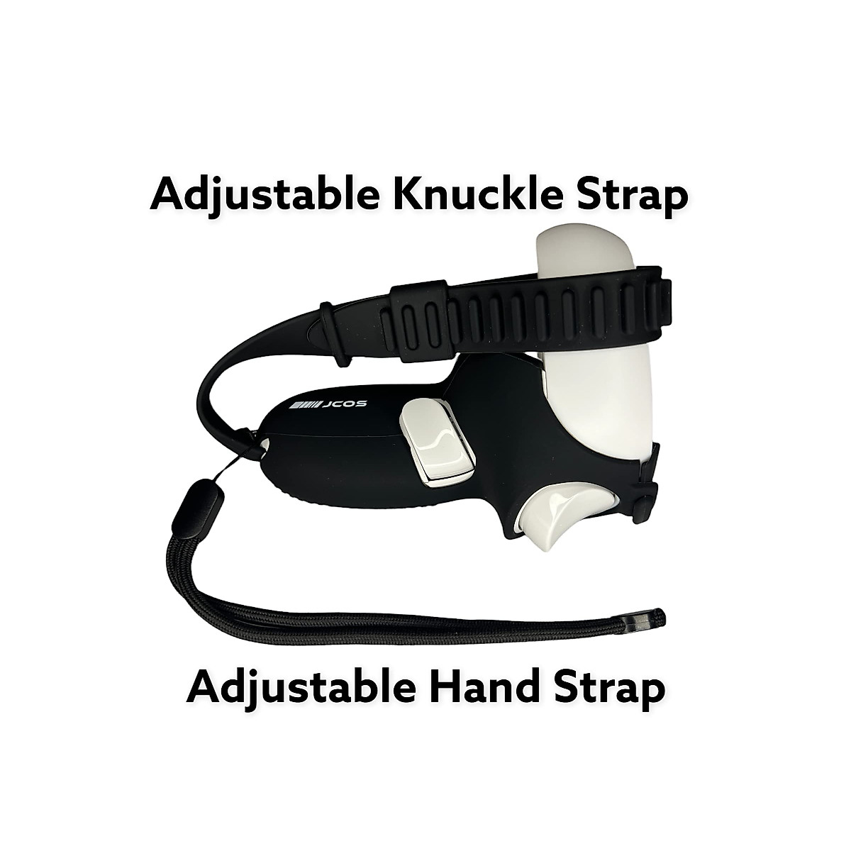 JCOS 4-in-1 Silicone Accessories for Oculus Quest 2 | Shell Front Silicone Face Cover Protector, Skin Grip Cover, Adjustable Knuckle Straps, Soft Silicone Facial Interface Cover (Black), JCOS1