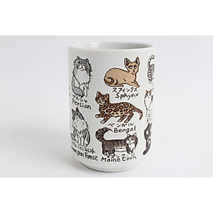 Mino ware Japanese Ceramics Sushi Yunomi Chawan Tea Cup Various Cats made in Japan (Japan Import) YAY050