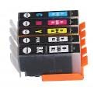 Hilitand Large Capacity Ink Cartridge Printer Cartridge with Ink Printing Ink Cartridge for School, Trading Firms, Office Building (BK PBK C M Y 5 Colors)