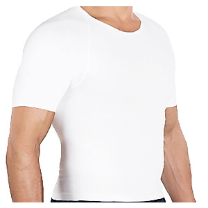 Esteem Apparel Men's Compression Shirt to Hide Gynecomastia Moobs Abs Chest Stomach Slimming Shapewear (White, Large)