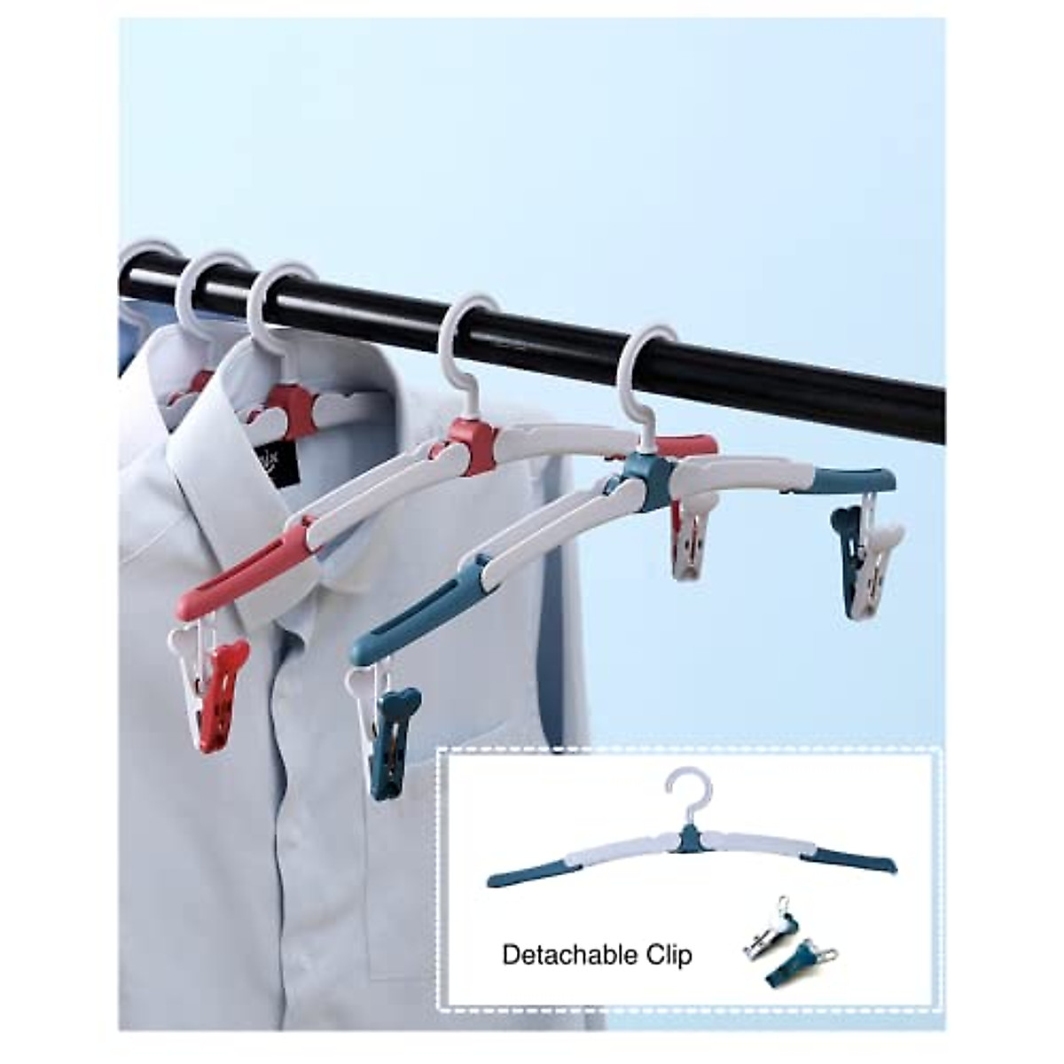 12 PCS Foldable Travel Hangers|Baby Hangers with Clips|Pants Hangers|Space Saving|rv Accessories|Camping