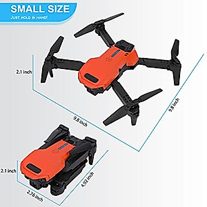 FDWYTY Drones for kids, Mini Drone with 1080P HD FPV Dual Camera with Altitude Hold, Headless Mode, 3D Flips, One Key Take Off/Landing, Speed Adjustment, 2 Modular Batteries - 22 Mins Flight Time, Orange