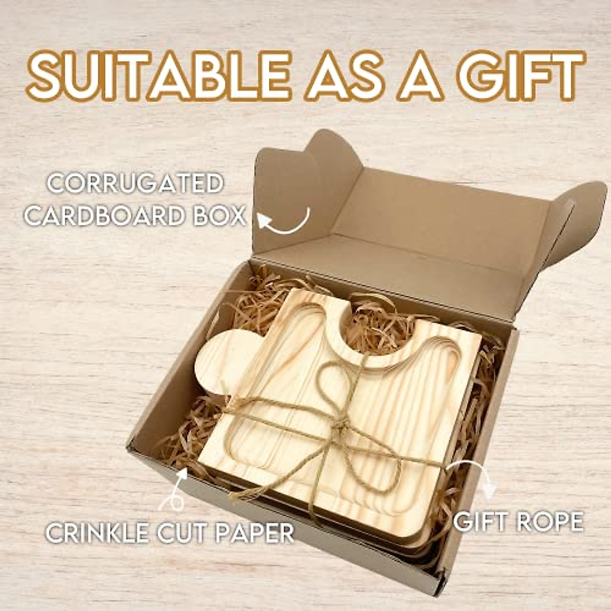 Wooden Tray For Food And Decor, Creative, Display And Fun, Splicing Puzzle Plate, Fruit, Dessert Plate, Nut, Snack Plate Set of 4