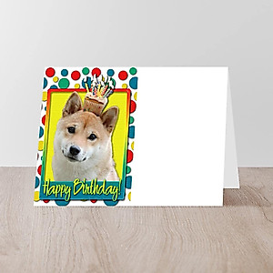 CafePress Birthday Cupcake Shiba Inu Folded Greeting Card Glossy