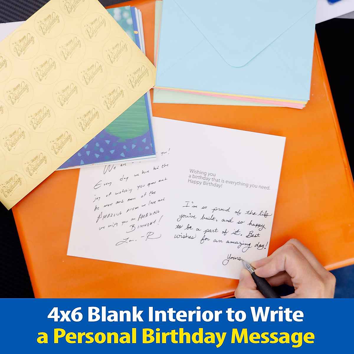 Solpla 24 Pack Assorted Birthday Cards with Gold Foil, Messages, Envelopes, and Stickers | 4x6 Inch Happy Birthday Cards Bulk for Family, Kids, Friends, Work, and Office Celebrations.