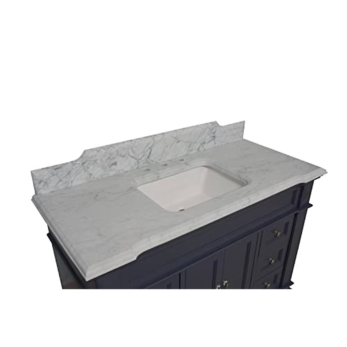 Elizabeth 48-inch Bathroom Vanity (Marine Gray/Carrara): Includes Marine Gray Cabinet with Authentic Italian Carrara Marble Countertop and White Ceramic Sink