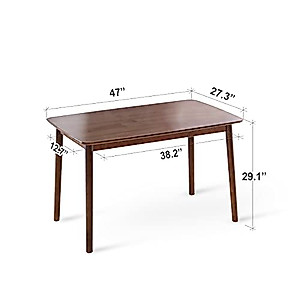 Livinia Aslan 47" Malaysian Oak Rectangular Wooden Dining Table/Solid Wood Kitchen Desk (Walnut)