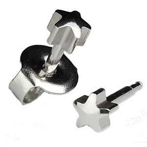 Ear Piercing Earrings Silver 3 Pairs of 4mm 16ga Thick Post Stainless Steel Shapes Studs Hypoallergenic