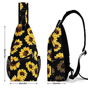 NAWFIVE Sunflower Sling Bag Crossbody Shoulder Backpack Autumn Floral Adjustable Lightweight Travel Hiking Casual Daypack