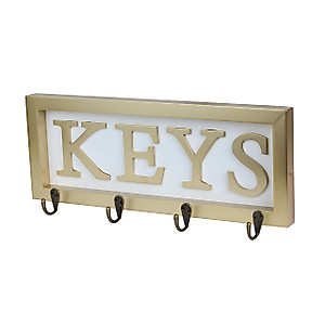 15" x 8" x 2" Key Holder 4 Hook Rack Hanger Wall Mounted Sign 107120
