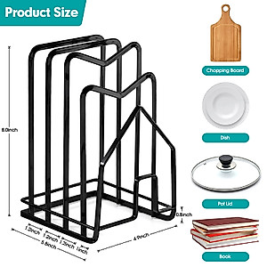 Lomoky Cutting Board Rack Holder Chopping Board Organizer, Stand Holder Pot Pan Lid Organizer Rack for Dish Drain Kitchen Countertop Cookie Sheet Storage