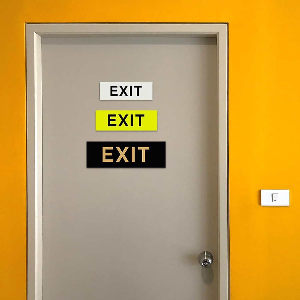 All Quality Basic Exit Wall or Door Sign - Simple & Clear To Ensure Safety | Easy to Install - Brushed Gold - Small (1 Pack)
