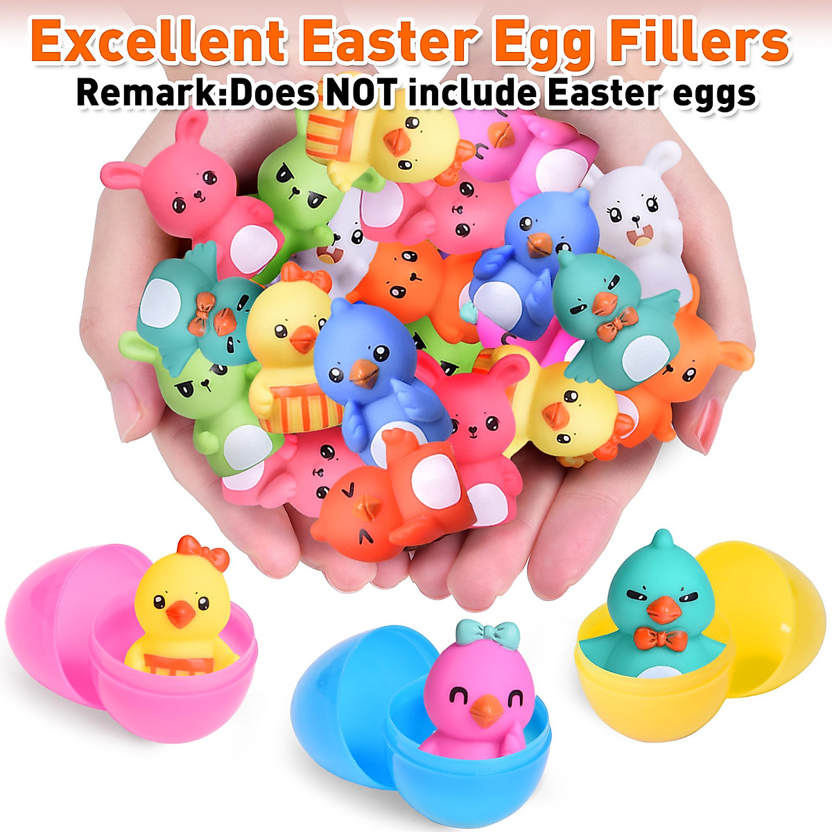 FUN LITTLE TOYS 10 PCS Bunny Chick Finger Puppet for Easter Basket Stuffers, Include 5 Bunnies & 5 Chicks