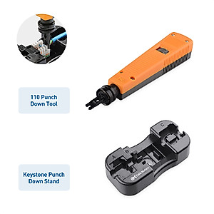 Cable Matters 7-in-1 Network Tool Kit with RJ45 Ethernet Crimping Tool, Punch Down Tool, Punch Down Stand, Cable Tester, RJ45 Connectors, RJ45 Boots, and Wire Strippers - Carrying Case Included