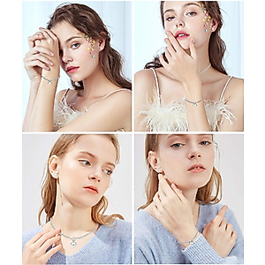 LOYALLOOK 3Sets Heart Pendant Necklace Toggle Chain Heart Bracelet Heart Stud Earrings for Women Stainless Steel Charm Love Heart Jewelry Set for Valentine's Day