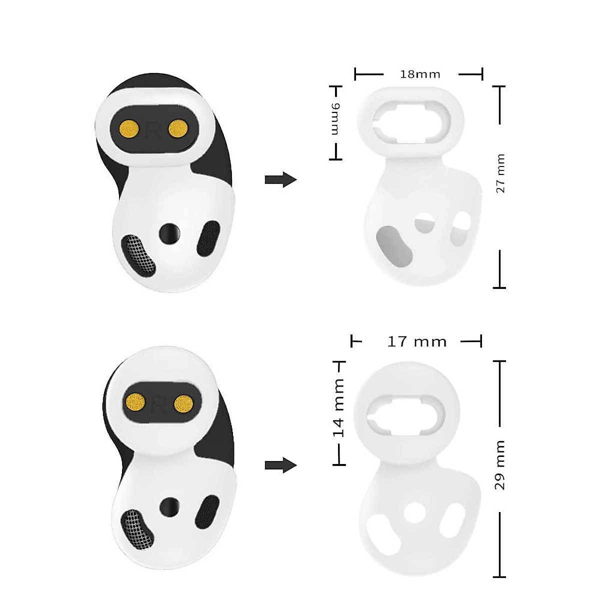 [ 8 Pairs ] Galaxy Buds Live Ear Tips Wing Tips, Non-Slip Anti-Slip Sound Leakproof Silicone Earbuds Replacement Cover Accessories Compatible with Samsung Galaxy Buds Live White S/L