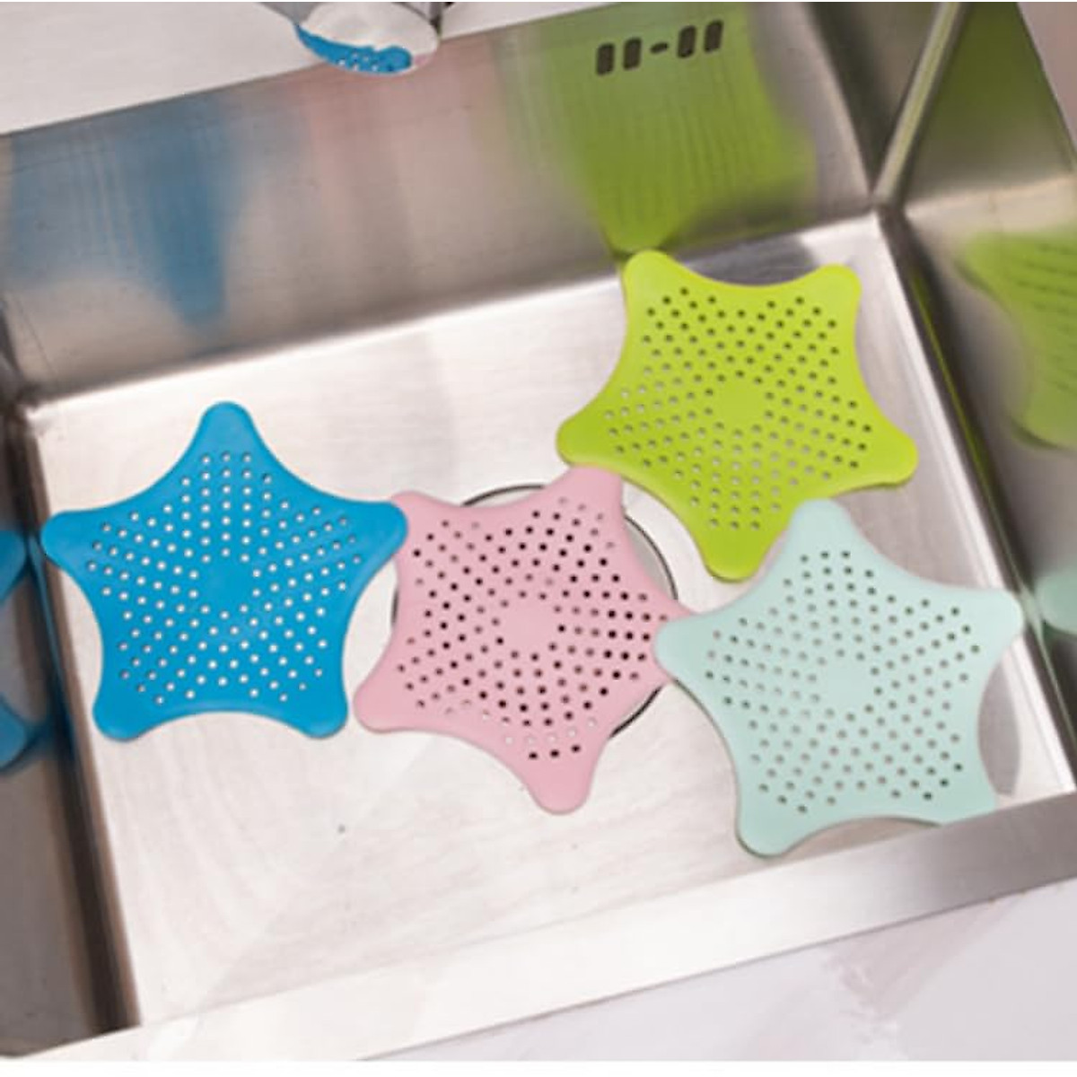 Starfish-Shaped Hair Catcher - 8 Pack | Secure Suction Design Silicone Material | Easy to Clean | Suitable for Bathroom, Bathtub, and Kitchen Drains