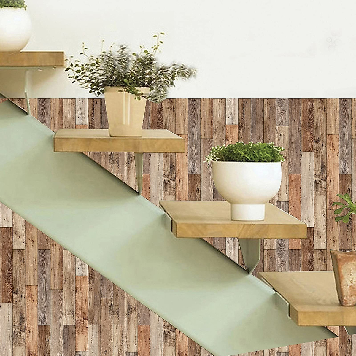 20Pcs Peel and Stick Contact Paper Wood Grain Self-Adhesive Film Waterproof & Removable Wallpaper Decorative Vinyl for Kitchen, Countertops, Cabinets (D)