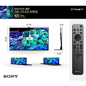 Sony 65 Inch 4K Ultra HD TV A95K Series: BRAVIA XR QD-OLED Smart Google TV with Dolby Vision HDR, Bluetooth, Wi-Fi, USB, Ethernet, HDMI and Exclusive Features for Playstation 5 XR65A95K- 2022 Model