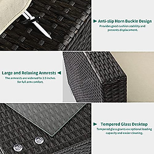 YITAHOME 7 Pieces Patio Furniture Set, Outdoor Sectional Sofa PE Rattan Wicker Conversation Set Outside Couch with Table and Cushions for Porch Lawn Garden Backyard, Black