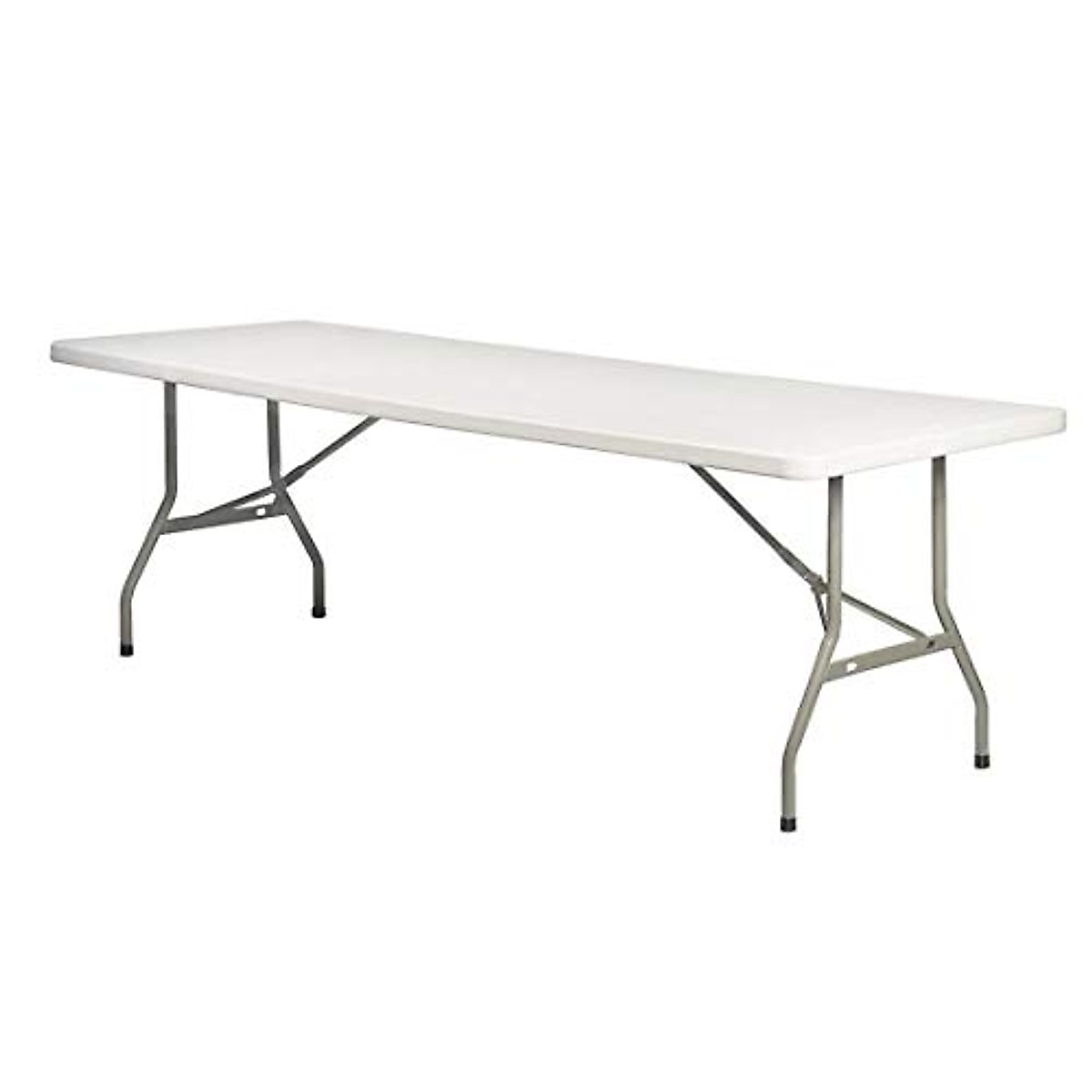 New Home Era Folding Table - Foldable Heavy Duty Plastic Table for Indoor & Outdoor Parties, Picnic, Camping, Wedding BBQ Catering, Garden Dining - Fold-in-Half Portable Utility Table - White - 8ft