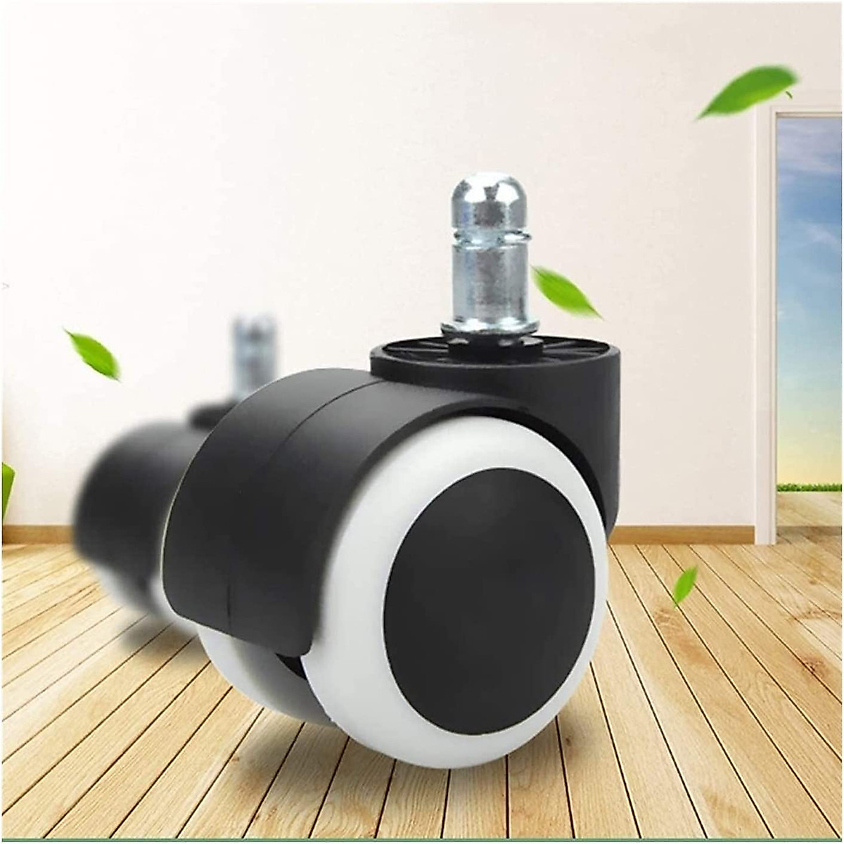 Office Chair Caster Wheels Set of 5 Office Chair Revolving Chair Casters Replacement Nylon Furniture Wheels Premium Computer Desk Castor Bearing Capacity 125KG / 276lbs (5) Colour Name:Plunger Stem He