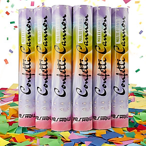 Confetti Cannon Party Poppers Biodegradable Shooters, (6 Pack) YESHOW Multicolor Confetti Blaster for Birthday Graduation Wedding Christmas New Year’s Eve
